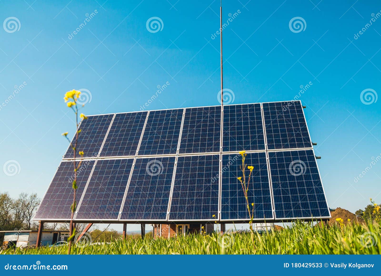 Photovoltaic Modules and Green Grass Stock Image - Image of ...