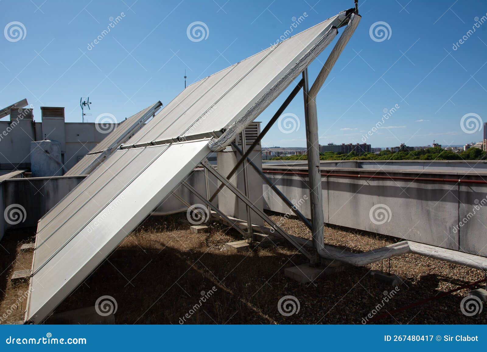 Photovoltaic Panel Mounting on the Roof of a Building Stock Image ...