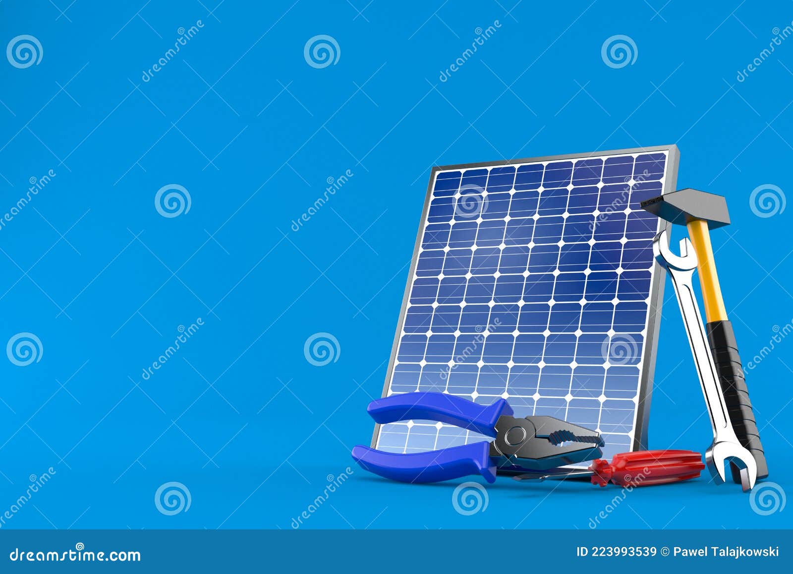 Photovoltaic Panel with Work Tools Stock Illustration - Illustration of ...