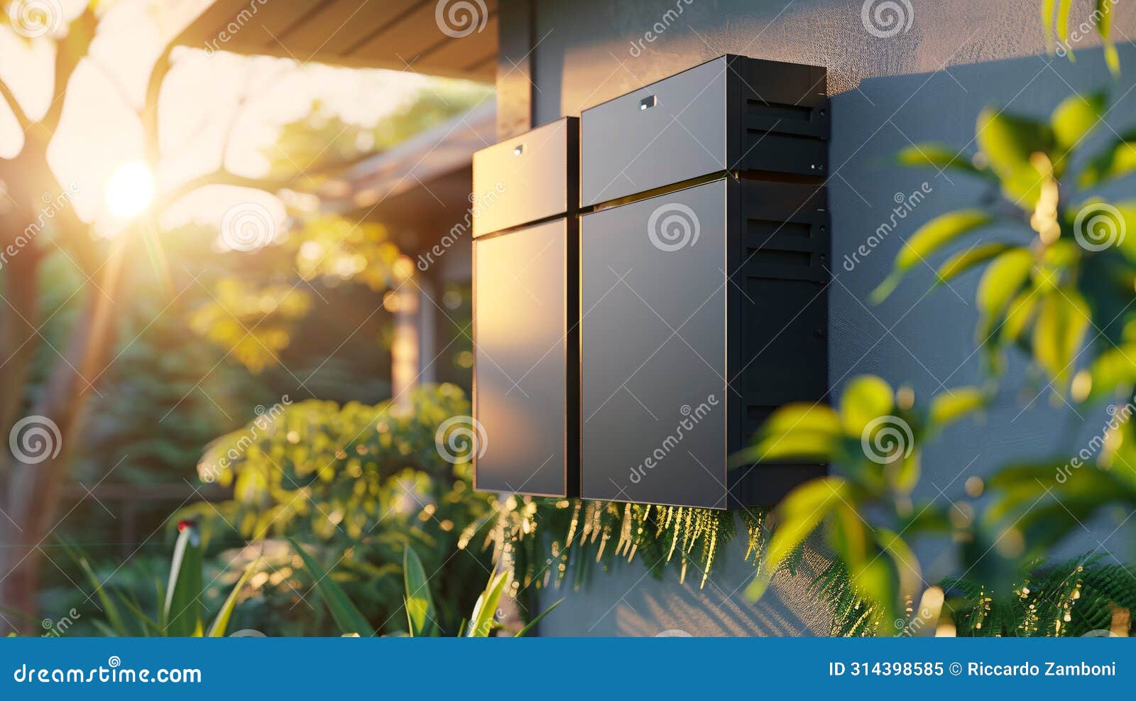 Photovoltaic Power Converter System Unit Installed on Wall. Electrical ...