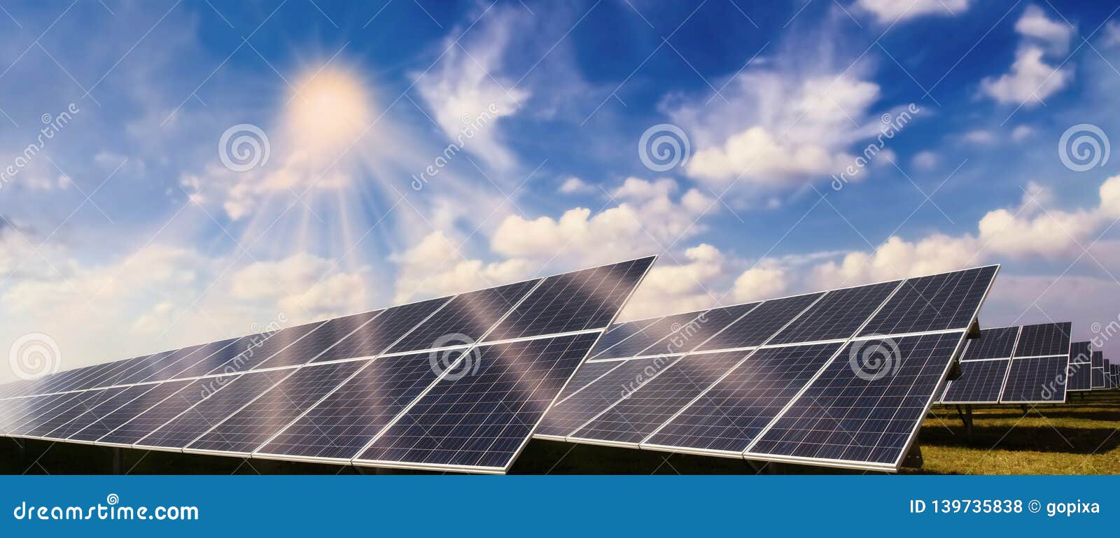 Photovoltaic System and Sun Stock Photo - Image of high, module: 139735838