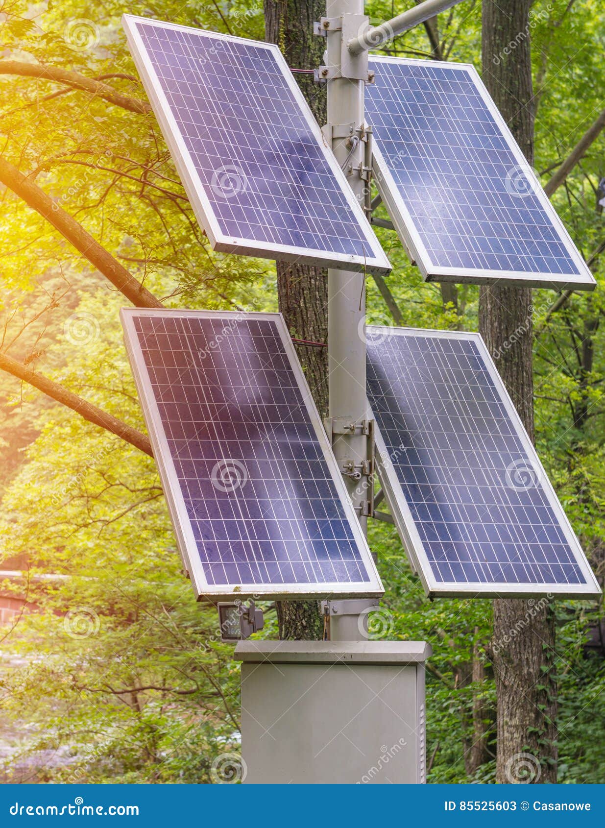 Photovoltaic Using Renewable Solar Energy in Forest Stock Image - Image ...