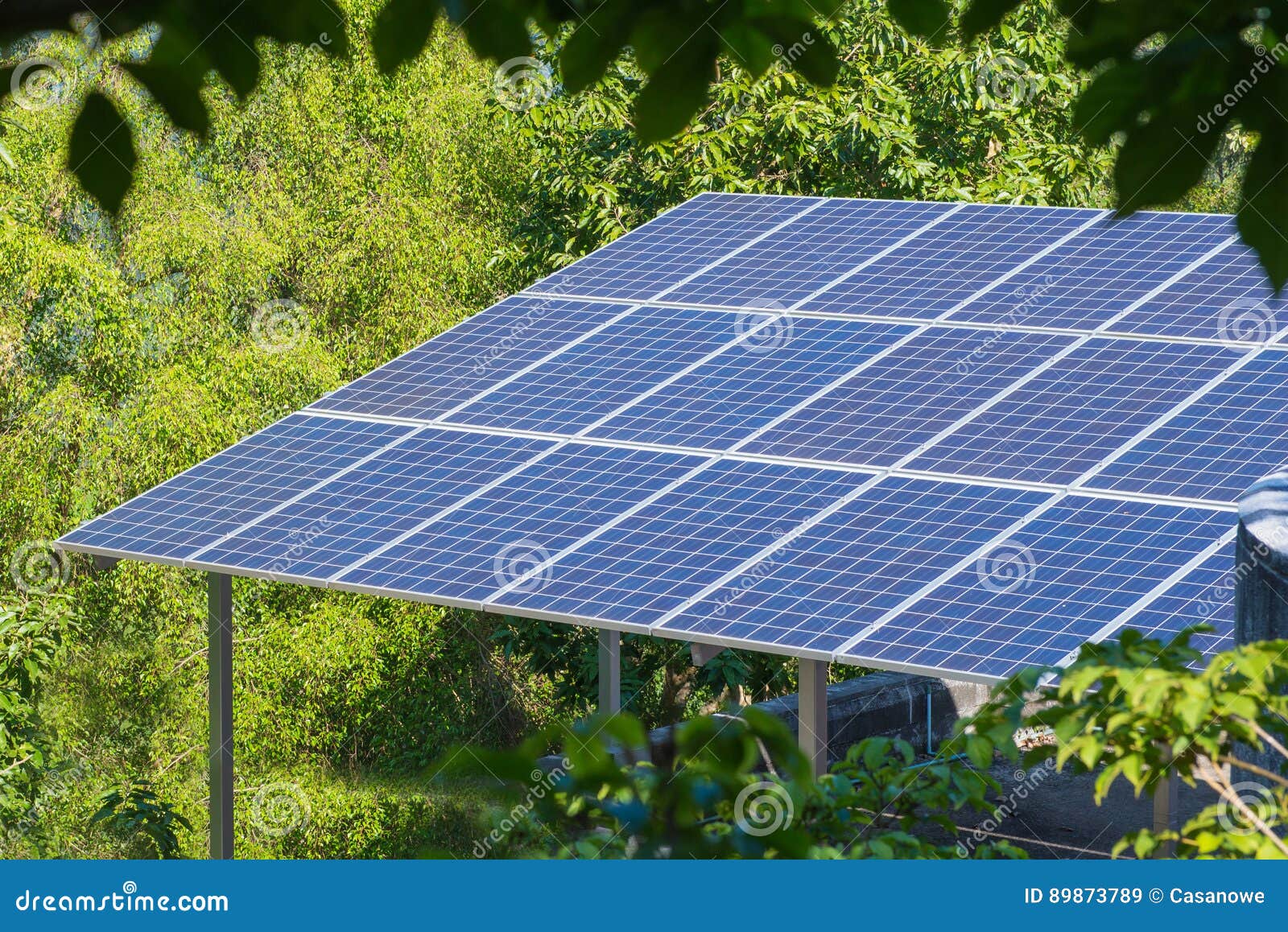 Photovoltaic Using Renewable Solar Energy in Forest Stock Image - Image ...