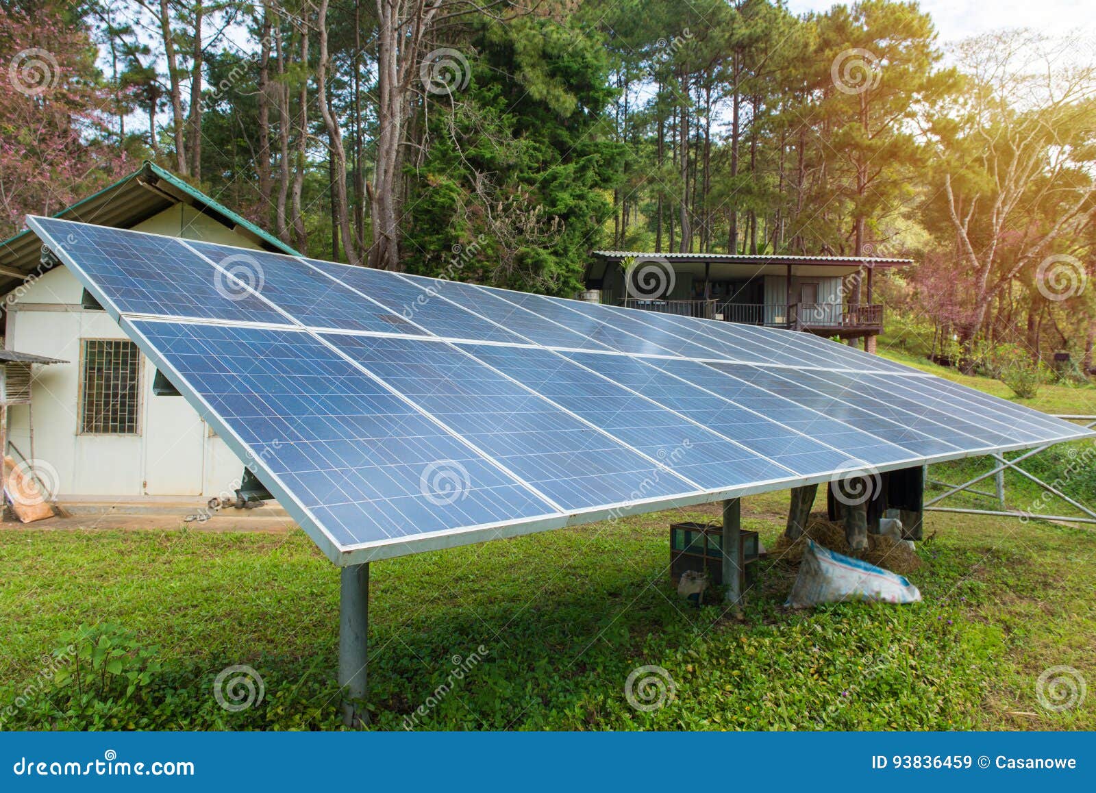 Photovoltaic Using Renewable Solar Energy in Forest Stock Image - Image ...