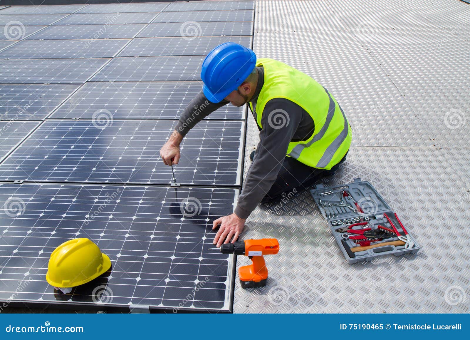 Photovoltaic worker stock image. Image of renewable, photovoltaics ...