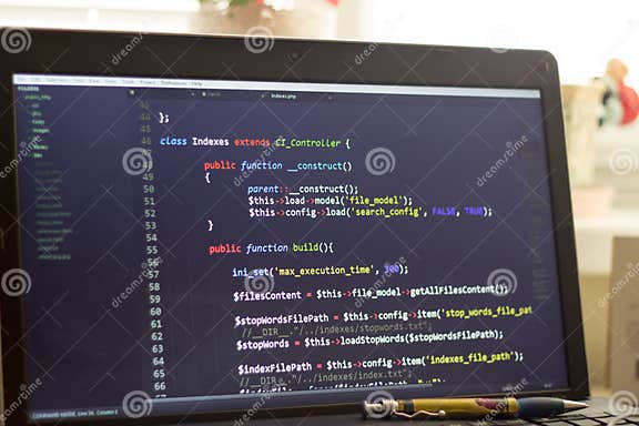 PHP Back-end Code. Computer Programming Source Code. Abstract Screen of ...