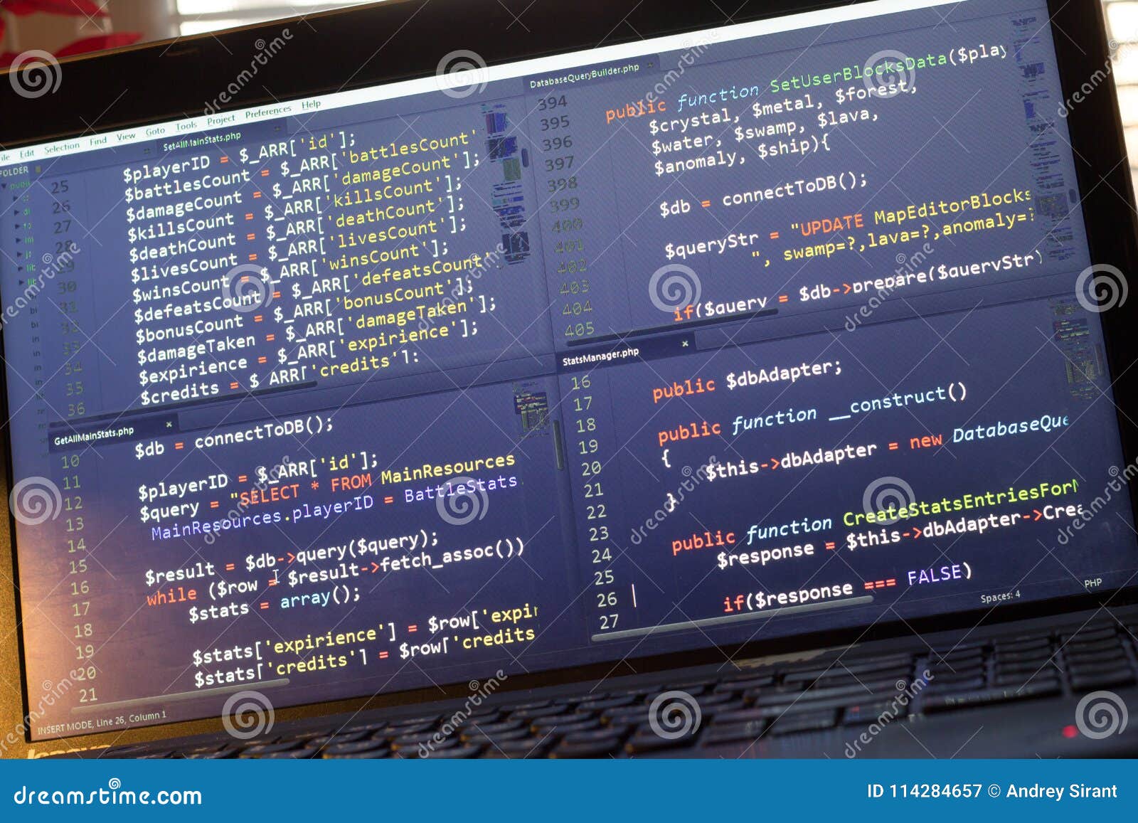 Php Back End Code Computer Programming Source Code Abstract Screen Of Web Developer Stock