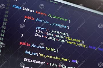 PHP Back-end Code. Computer Programming Source Code. Abstract Screen of ...