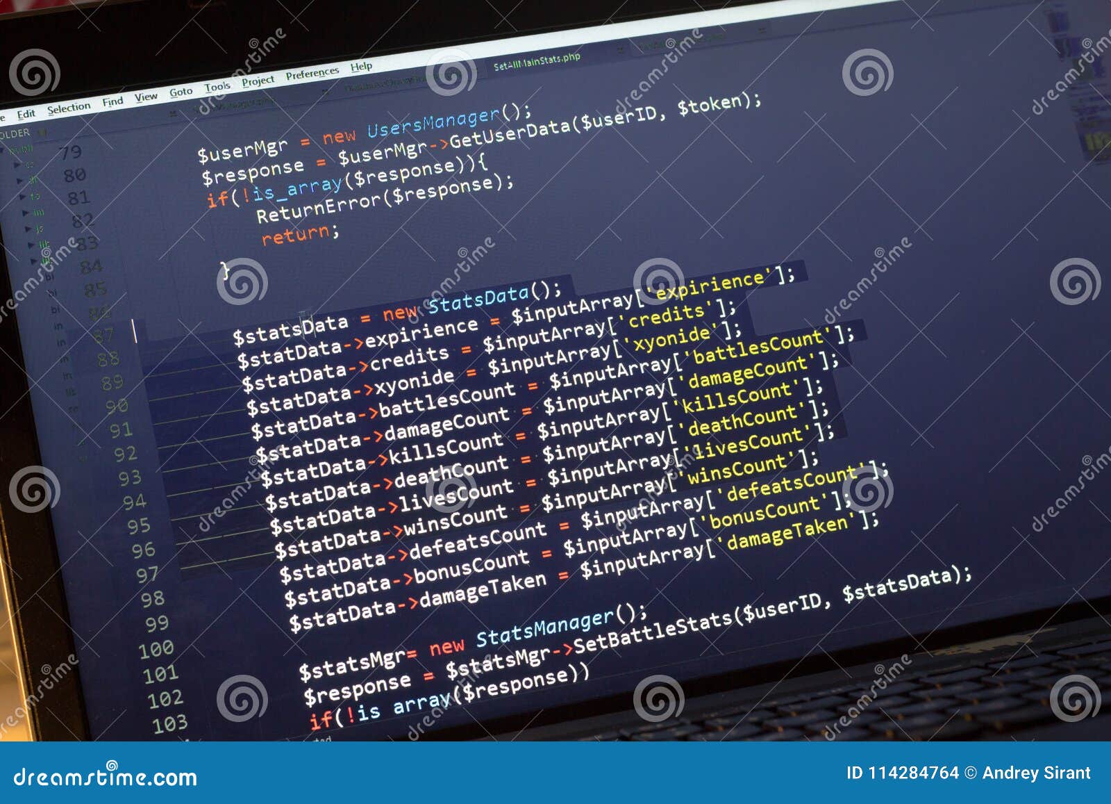 Php Back End Code Computer Programming Source Code Abstract Screen Of Web Developer Stock 1338
