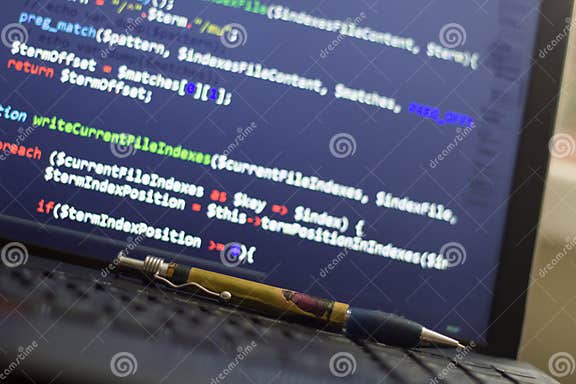 PHP Back-end Code. Computer Programming Source Code. Abstract Screen of ...