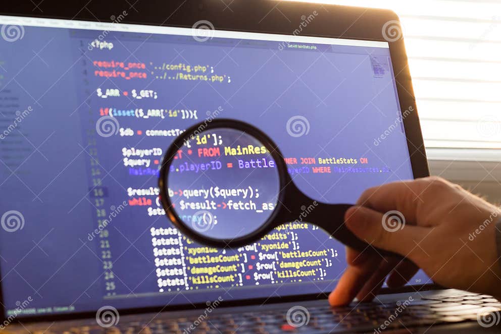 PHP Back-end Code Zoomed through a Magnifier. Computer Programming ... PHP Back-end Code Zoomed through a Magnifier. Computer Programming ...