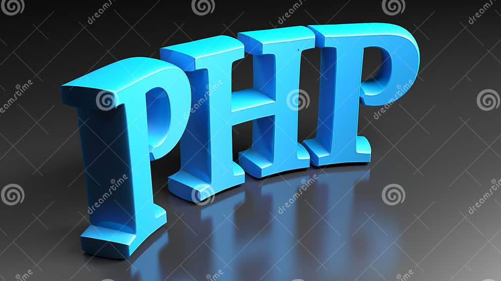 PHP Blue Bent Write Isolated on Black Background - 3D Rendering ...