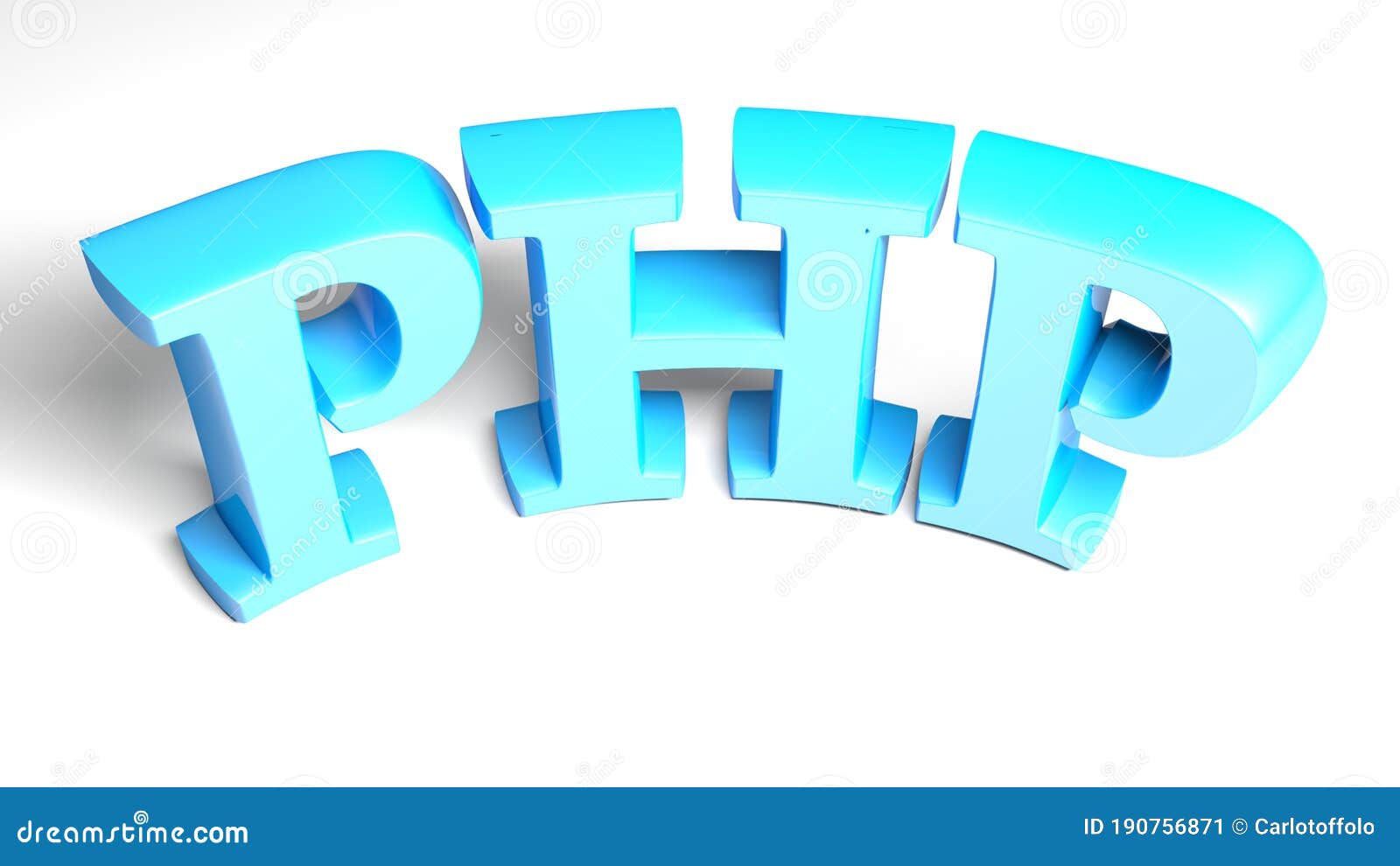 PHP Blue Bent Write Isolated on White Background - 3D Rendering ...