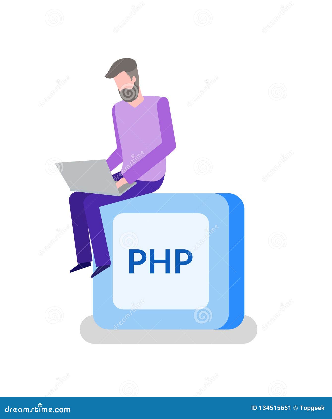 Php Button Programming Or Coding Man Programmer Stock Vector Illustration Of Language