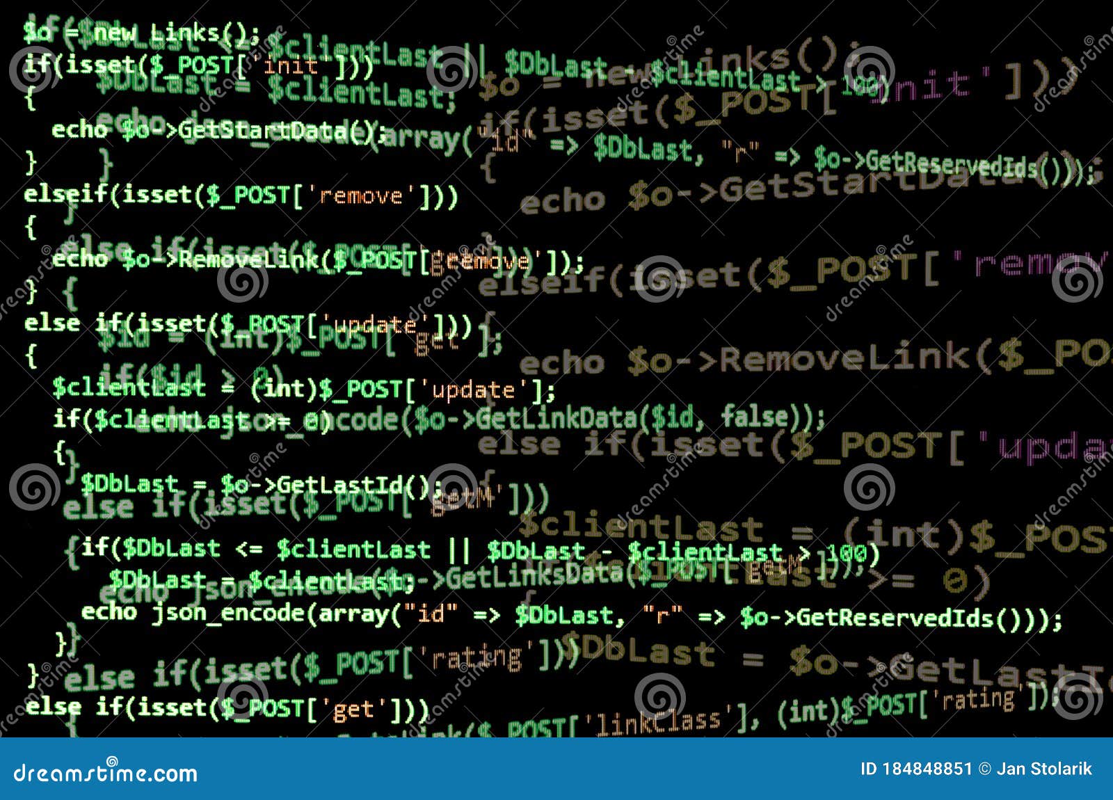 PHP Code on Black Screen, Green Text Stock Image - Image of green ...