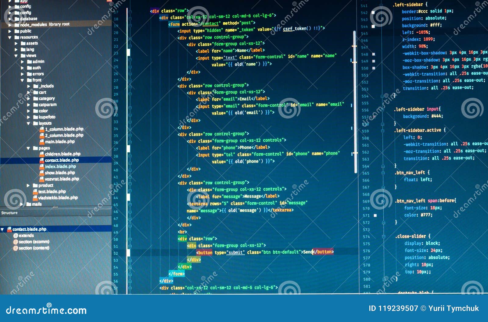 Php Code On Blue Background In Code Editor Stock Image Image Of Cyber Green 119239507