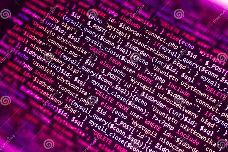 PHP Code on Computer Screen. Software Development Abstract Background ...