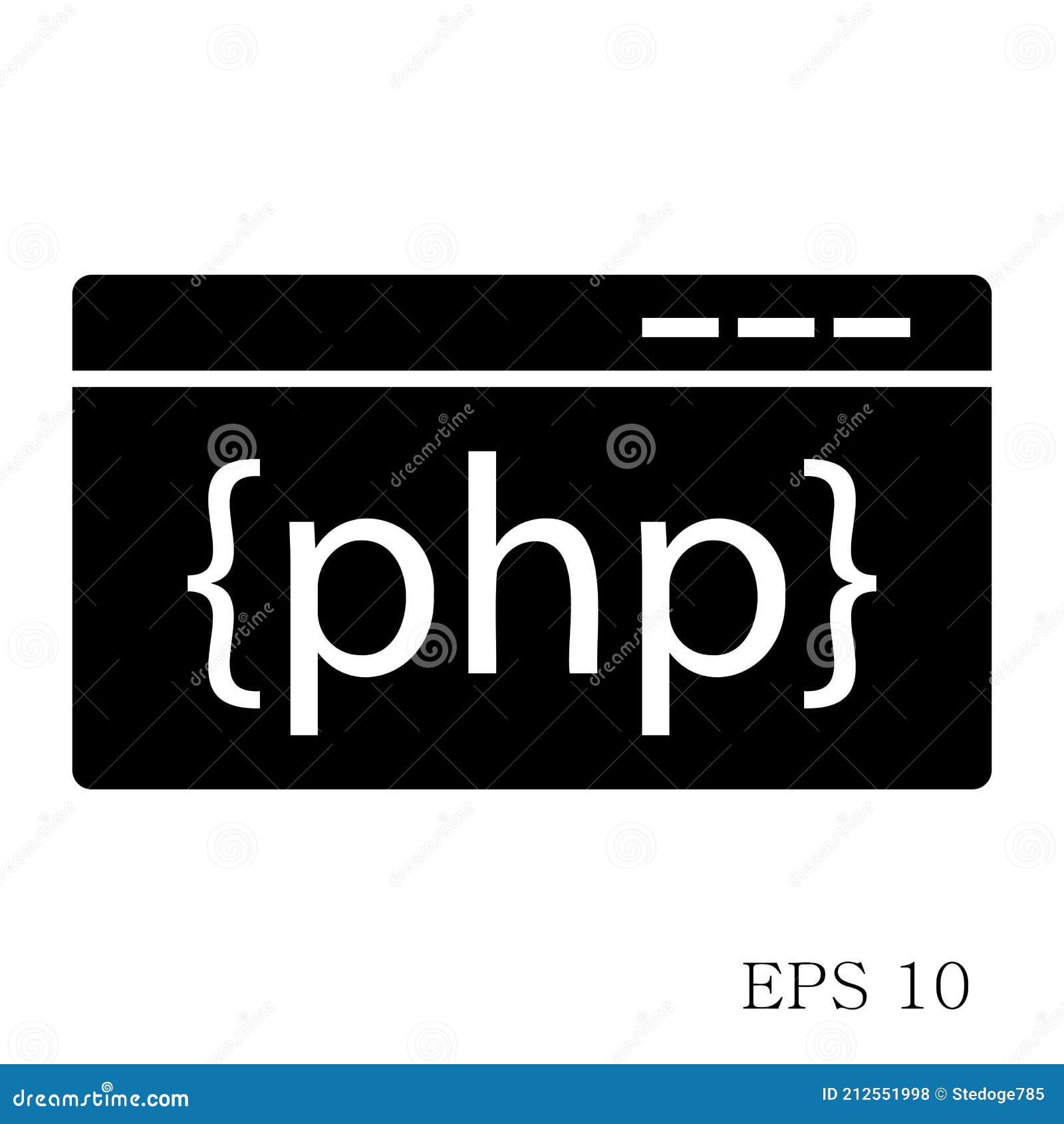 Php Code Icon Isolated On White Background Flat Style Stock Vector