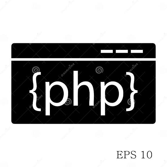PHP Code Icon Isolated on White Background Flat Style Stock Vector ...