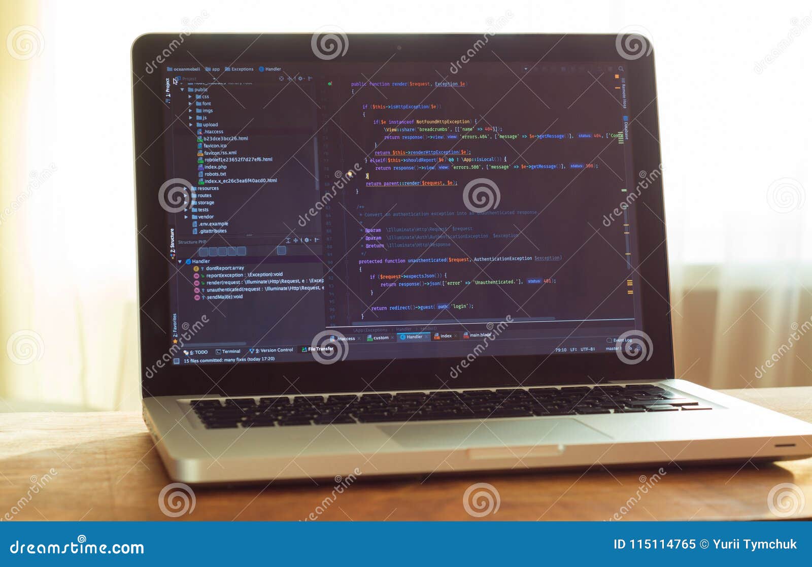 Php Code On Laptop Web Developing On Table Stock Image Image Of Cyber Hypertext 115114765