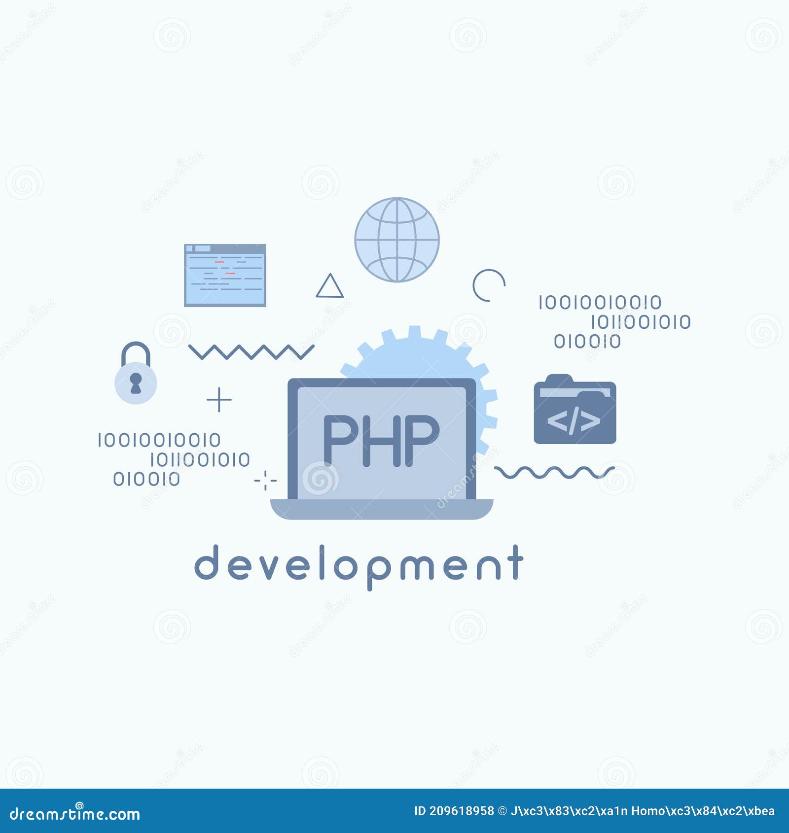 PHP Development Icon Vector Illustration Stock Vector - Illustration of ...