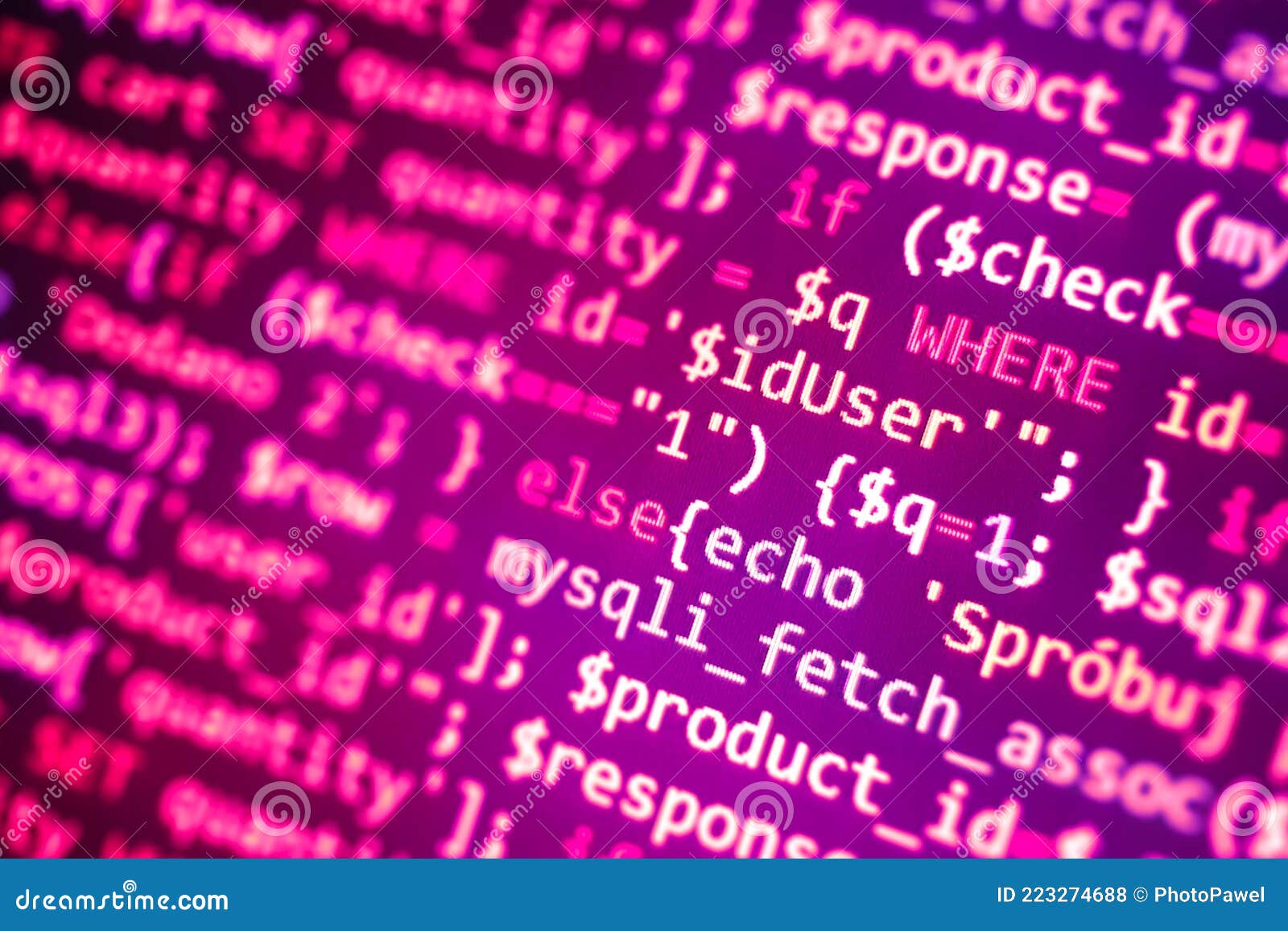 Php Development Software Site Code Data Encryption Security Code On A Computer Display