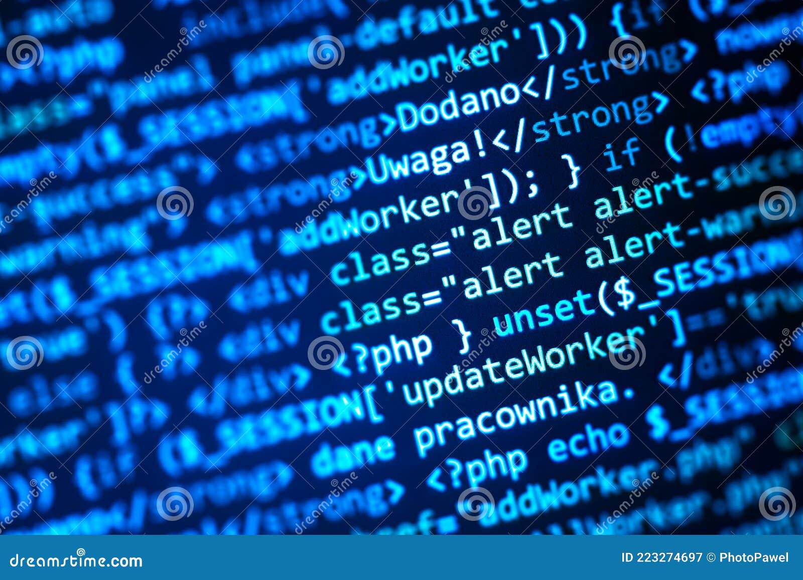 Php Development Software Site Code Data Encryption Security Code On A Computer Display