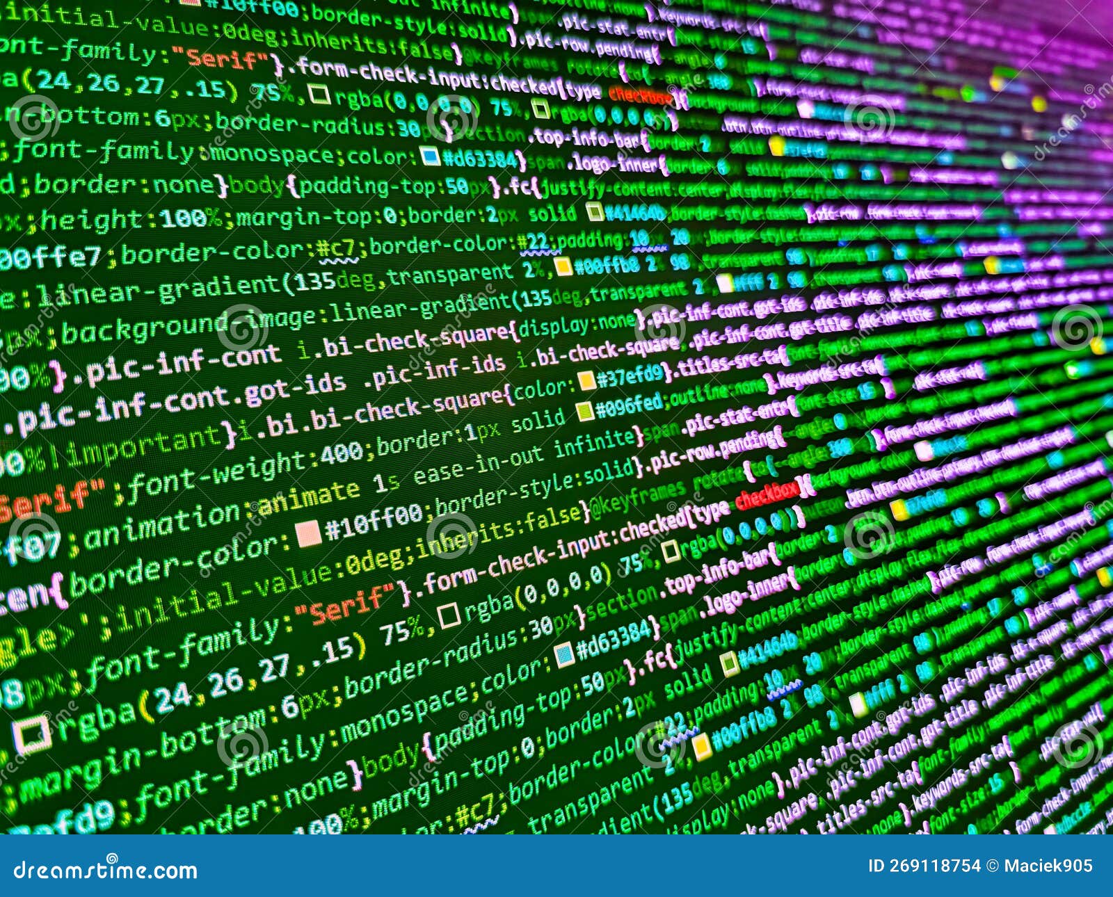 Hi Tech Modern Screen Of Data Digits And Chars On Monitor Code Of Javascript Language On White