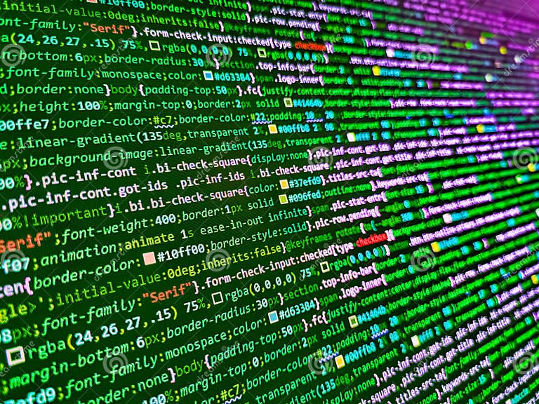 Php Development Software Site Code Hi Tech Modern Screen Of Data Digits And Chars On Monitor