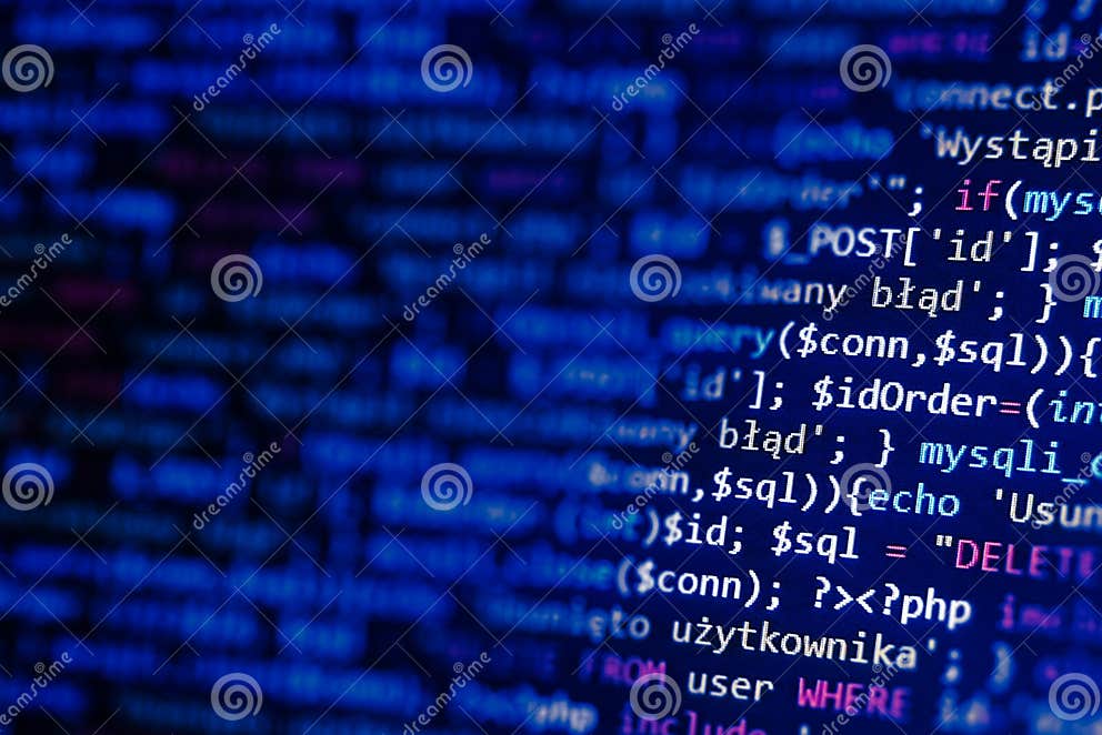 PHP Language Web Programming Source Code. Abstract Code Background Stock Illustration ...