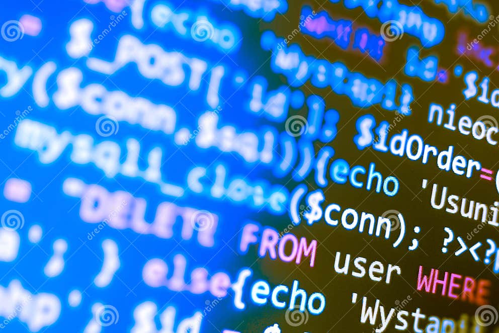 PHP Language Web Programming Source Code. Abstract Code Background Stock Photo - Image of coding ...