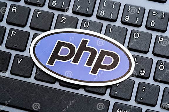 PHP Programming Language Logo Symbol on a Modern Desktop PC Computer ...