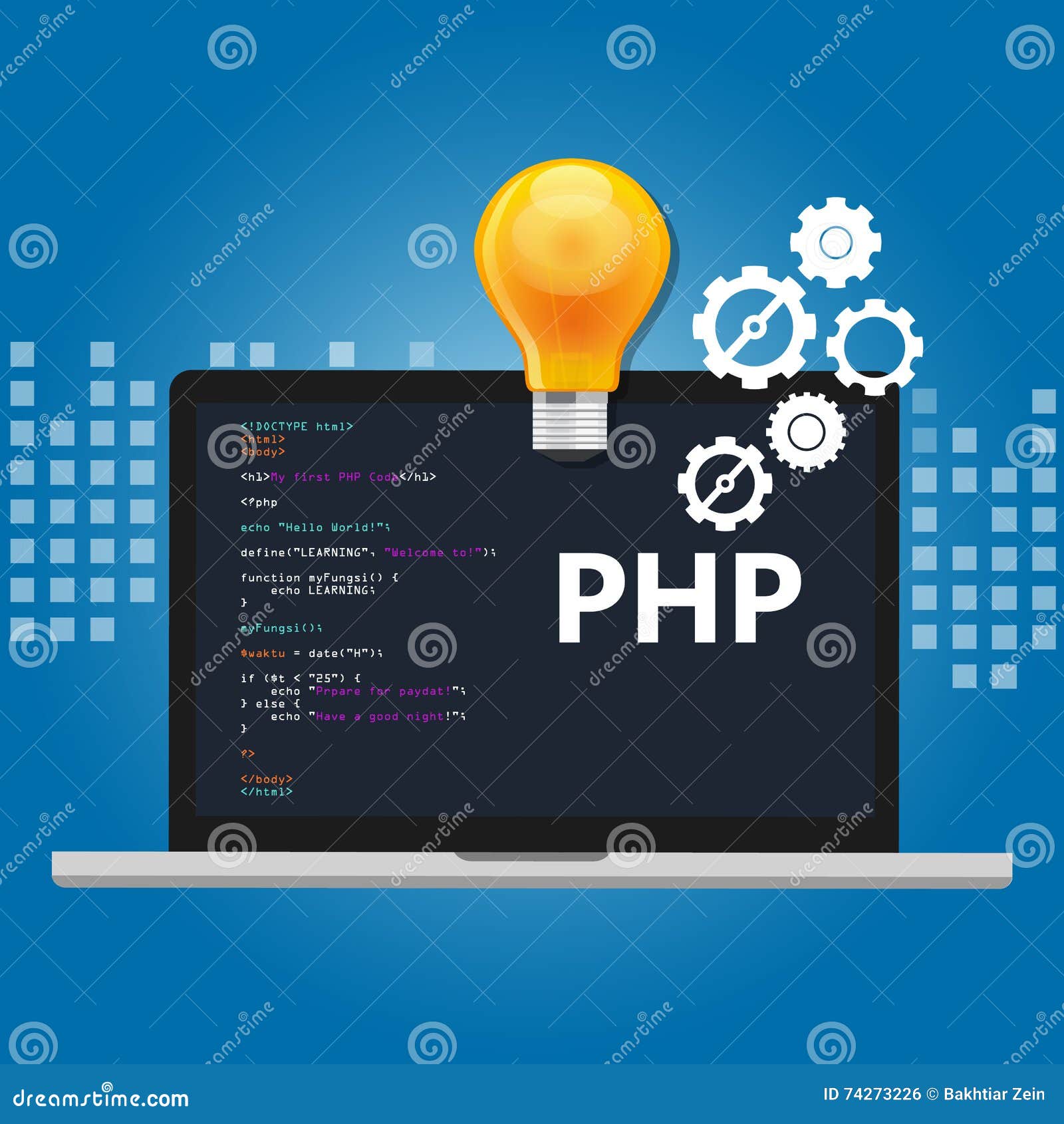 Php Programming Language Syntax For Web Coding Script In Screen Stock Vector Illustration Of