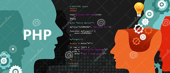 PHP Programming Language Syntax for Web Coding Script in Screen Stock Vector - Illustration of ...