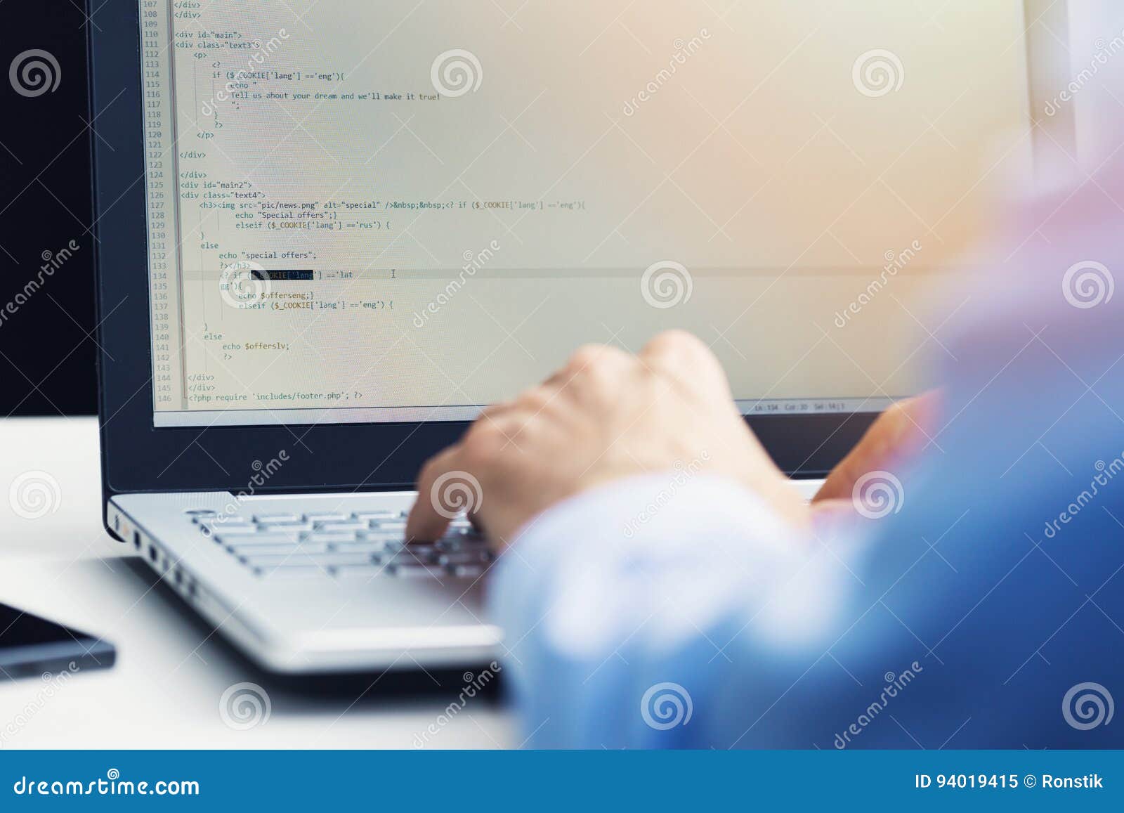 Php Programming Programmer Working On New Website Development Stock Image Image Of