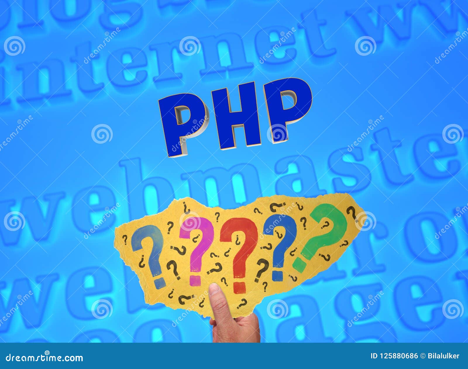 PHP, question mark stock illustration. Illustration of maketing - 125880686