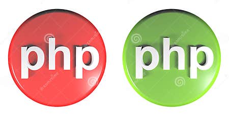 PHP Red and Green Circle Push Buttons - 3D Rendering Illustration Stock ...