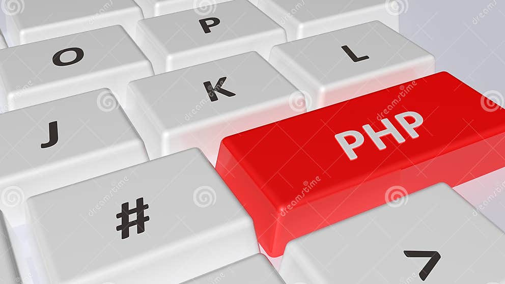 PHP on Rek Key of a White Computer Keyboard - 3D Rendering Illustration ...