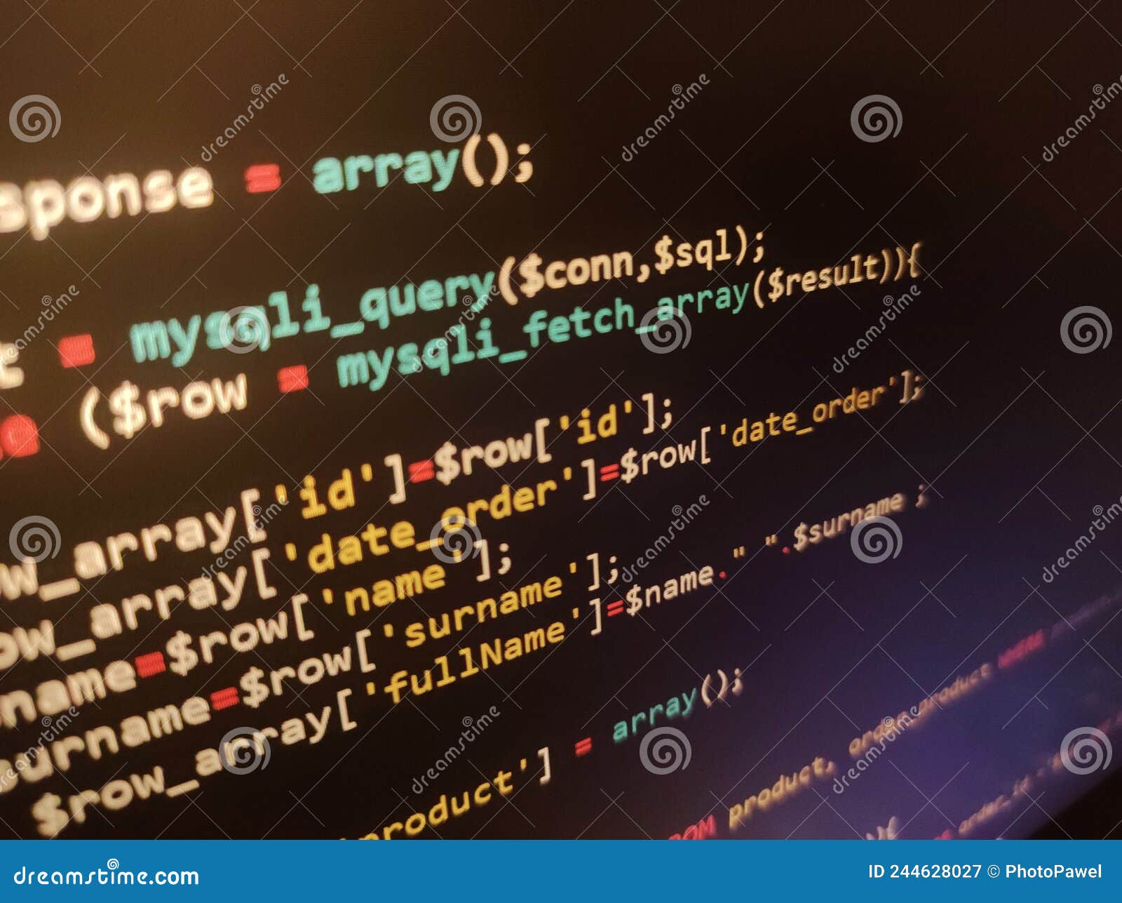 PHP Screen Code. Development Monitor. Programming Concept Background ...