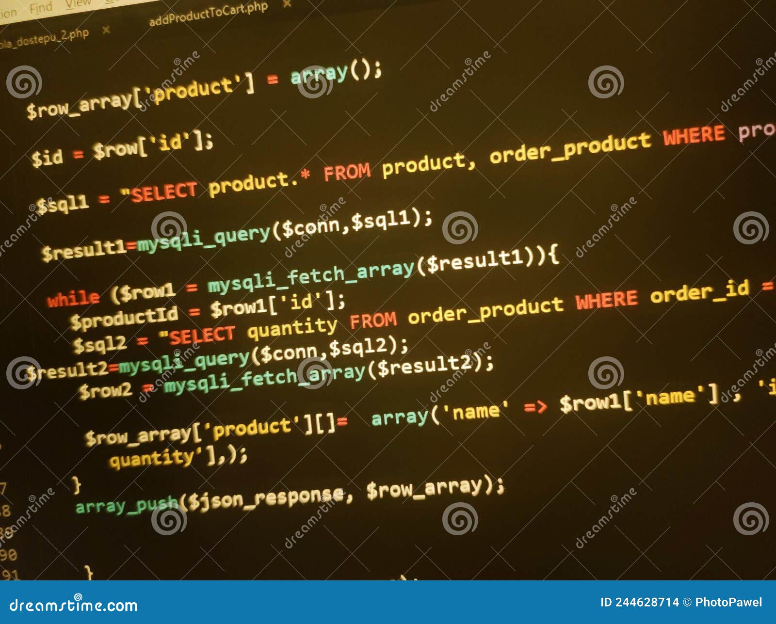 PHP Screen Code. Development Monitor. Programming Concept Background ...