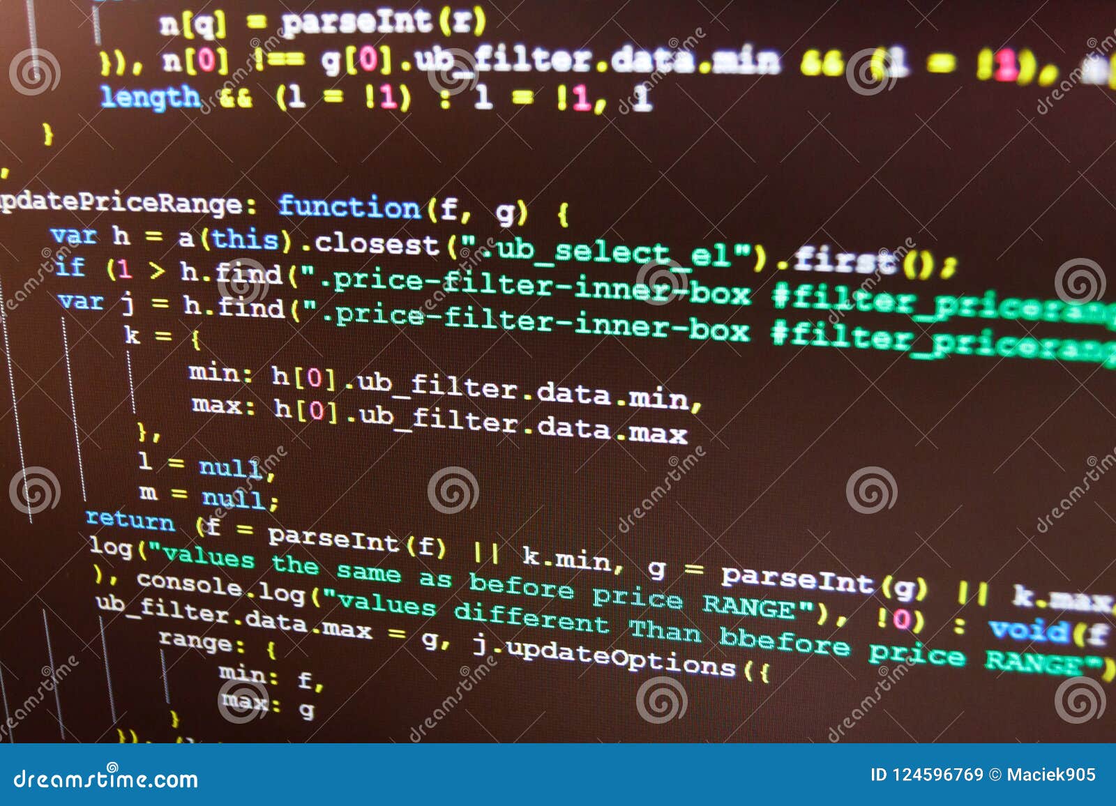 Php Syntax Highlighted Javascript Functions Stock Image Image Of Application Digital 124596769 0247