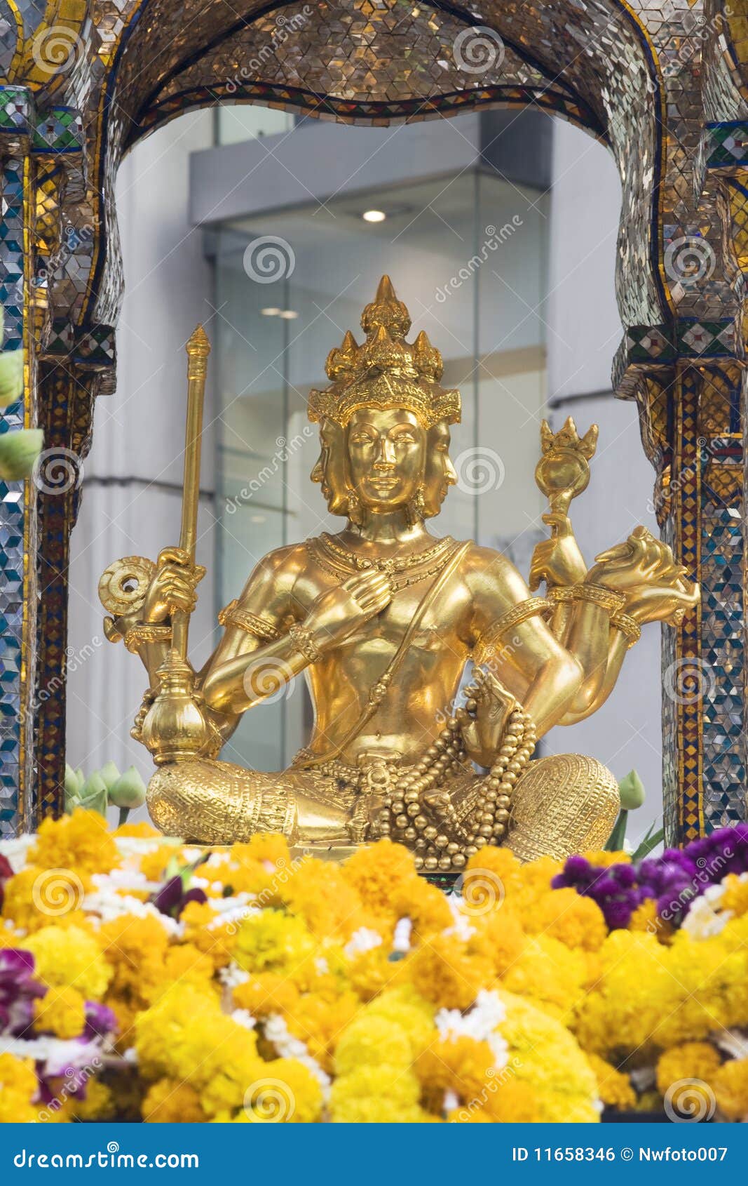 Phra Phrom Altar In Bangkok Street. Phra Phrom Is The Thai Repre ...