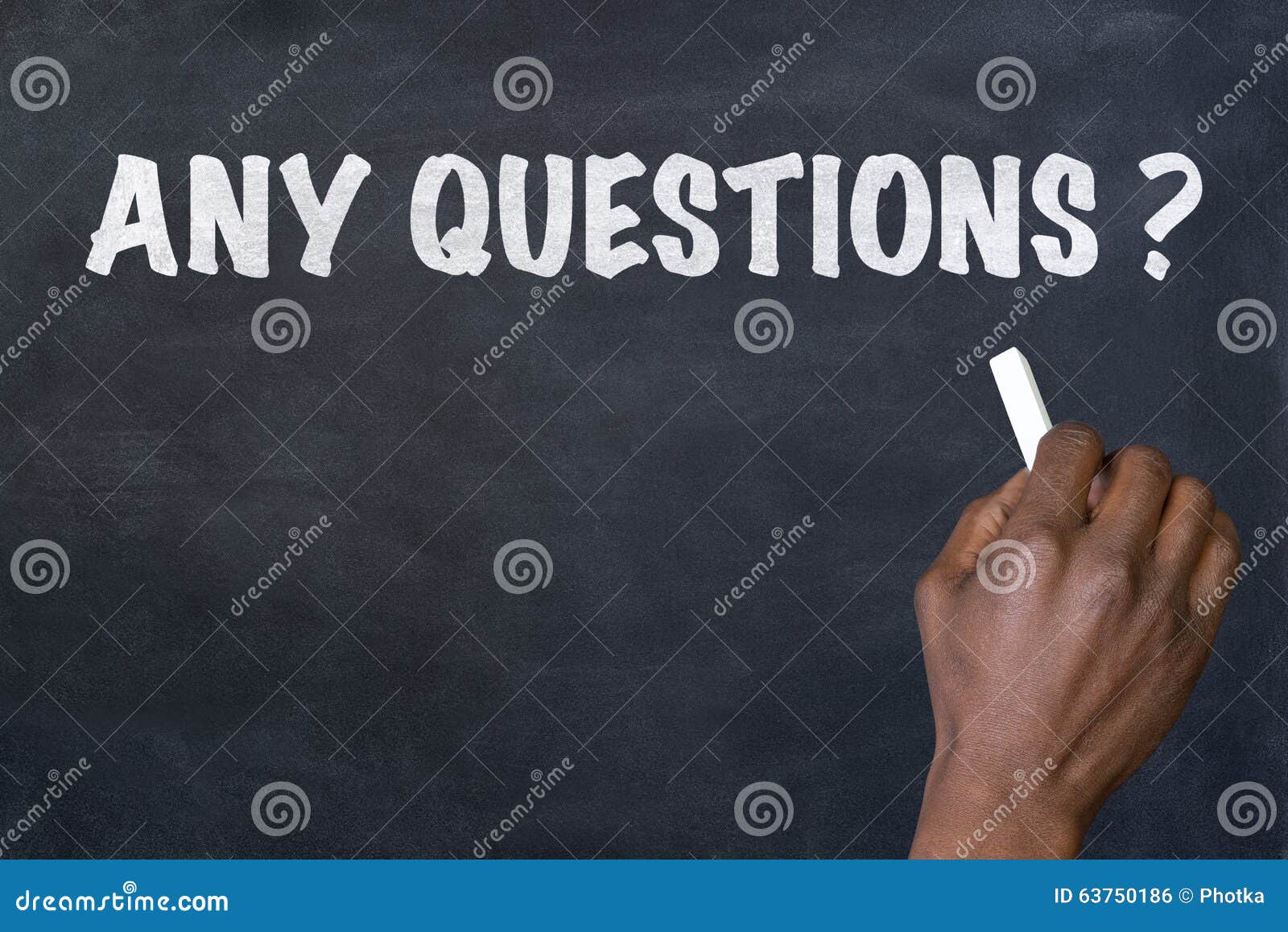 Phrase Any Questions Written on Blackboard Stock Photo - Image of ...