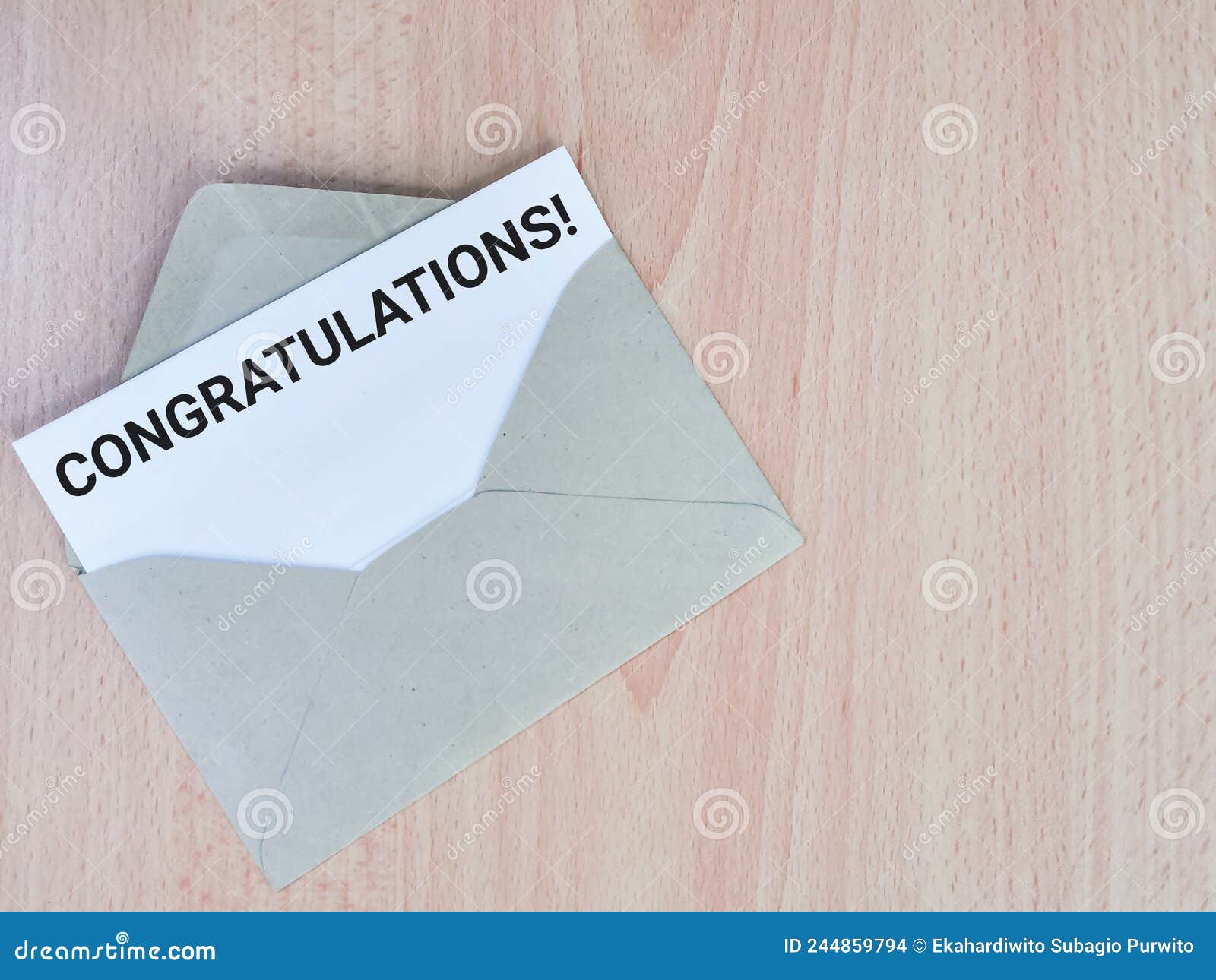 Phrase Congratulation Written on White Paper Inside Envelope. Stock ...