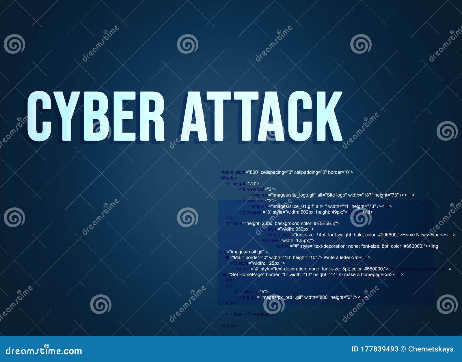 Phrase Cyber Attack and Source Code on Background Stock Illustration ...