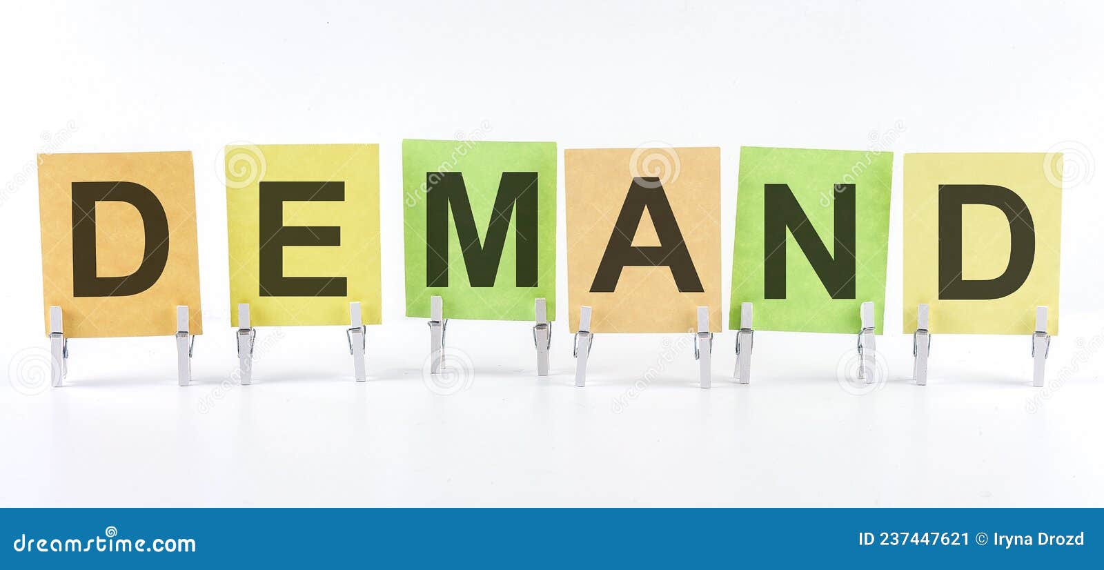 The Phrase DEMAND Is Written On Multi-colored Stickers, On The White ...
