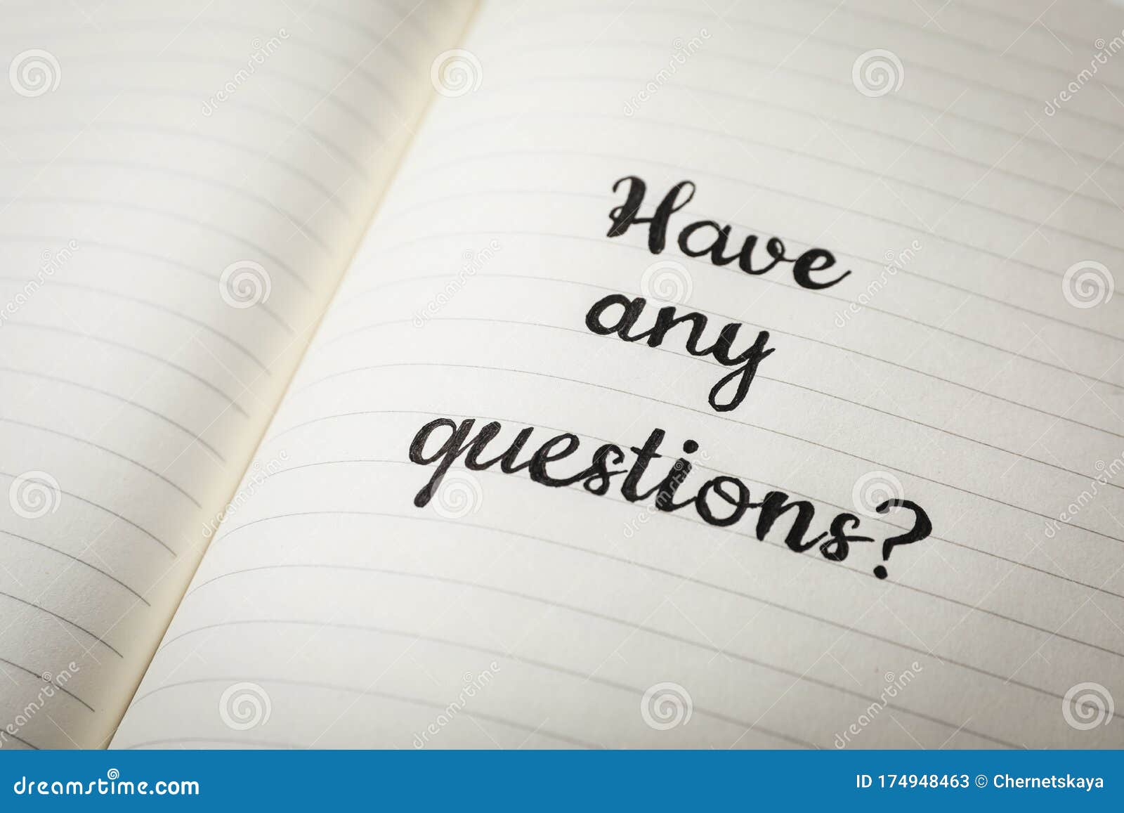 Phrase HAVE ANY QUESTIONS Written in Notebook Stock Image - Image of ...