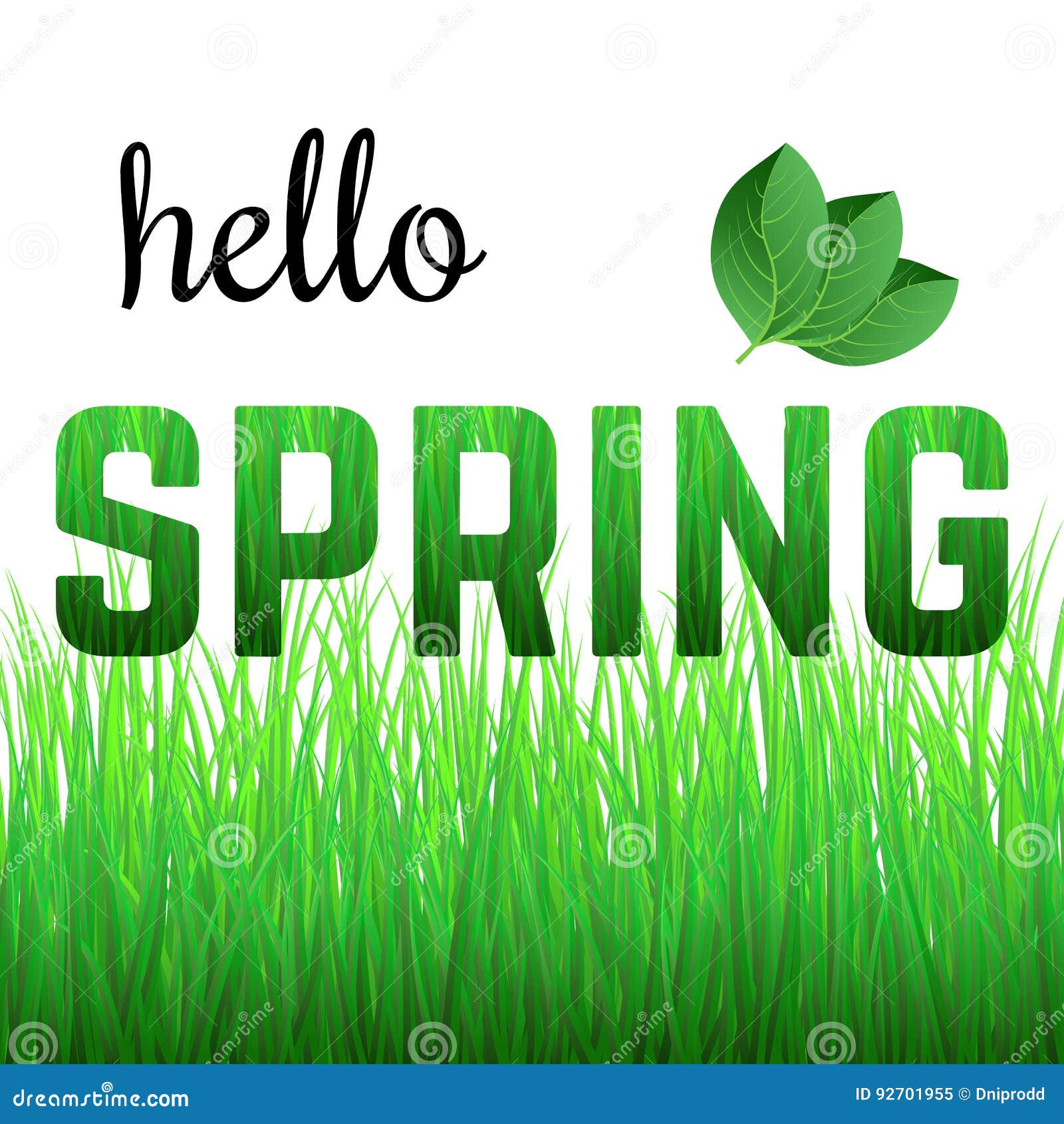 Phrase Hello Spring from Grass Stock Vector - Illustration of ...