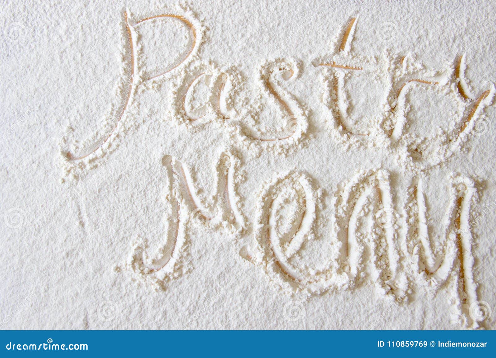 Phrase Pastry Menu Written in Flour on a Wood Table. Stock Image ...