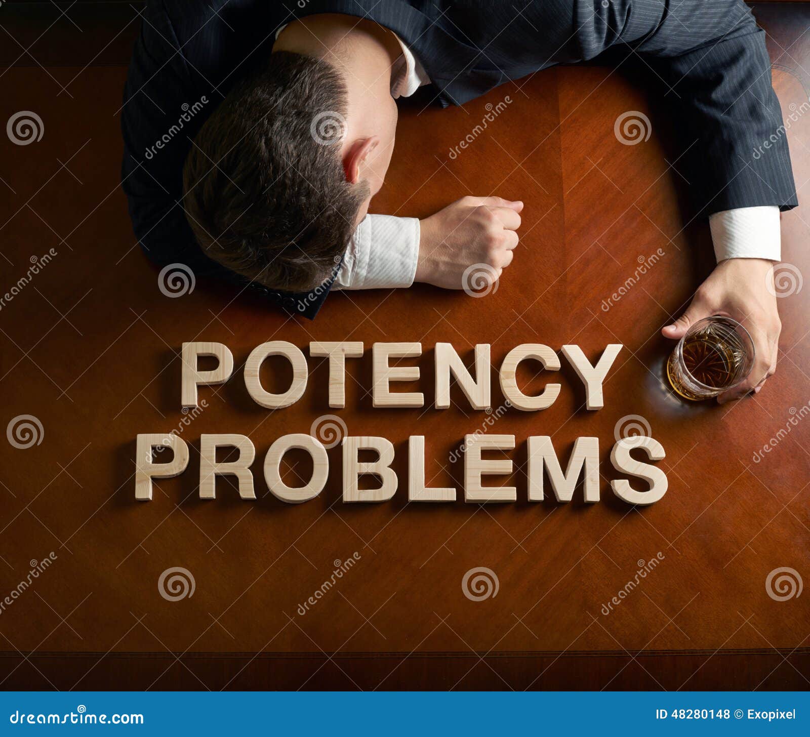 Phrase Potency Problems and Devastated Man Stock Photo - Image of ...